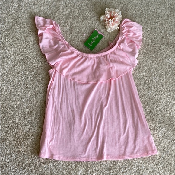 Lilly Pulitzer | Tops | Lilly Pulitzer Pink Ruffle Top Xs Nwt | Poshmark